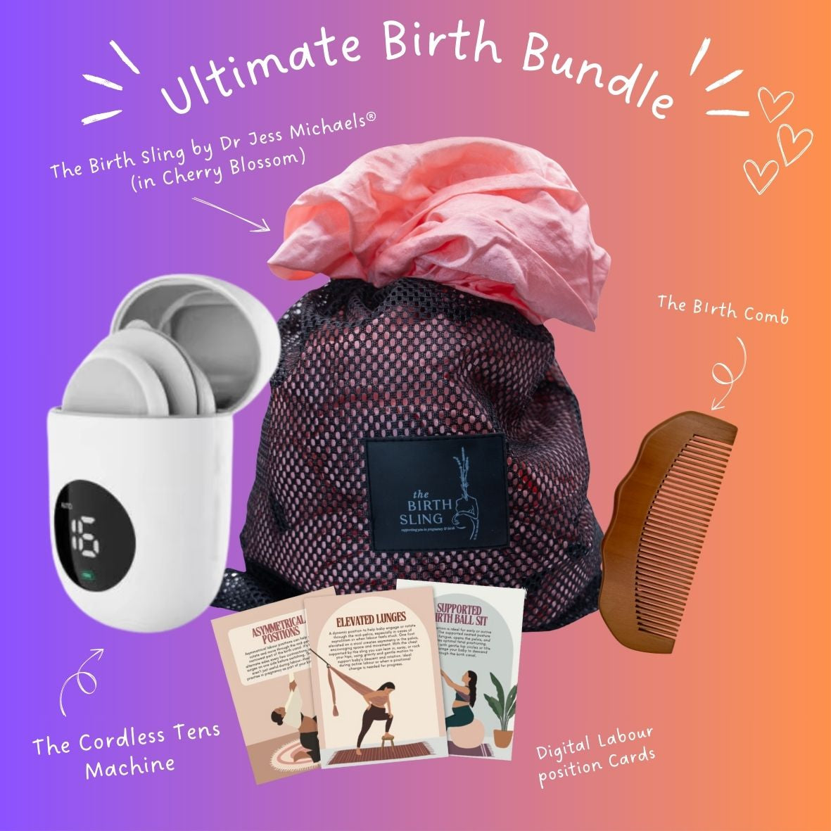 The Ultimate Birth Bundle - Cherry Blossom – Birth Sling by Dr JM Pty Ltd
