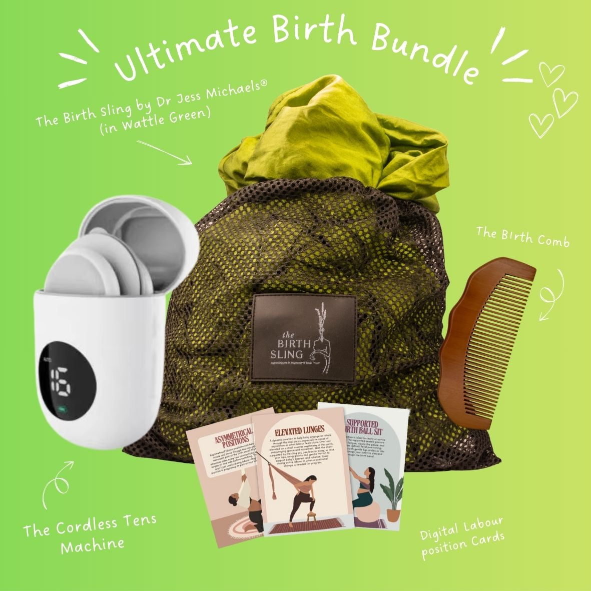 The Ultimate Birth Bundle - Wattle Green – Birth Sling by Dr JM Pty Ltd